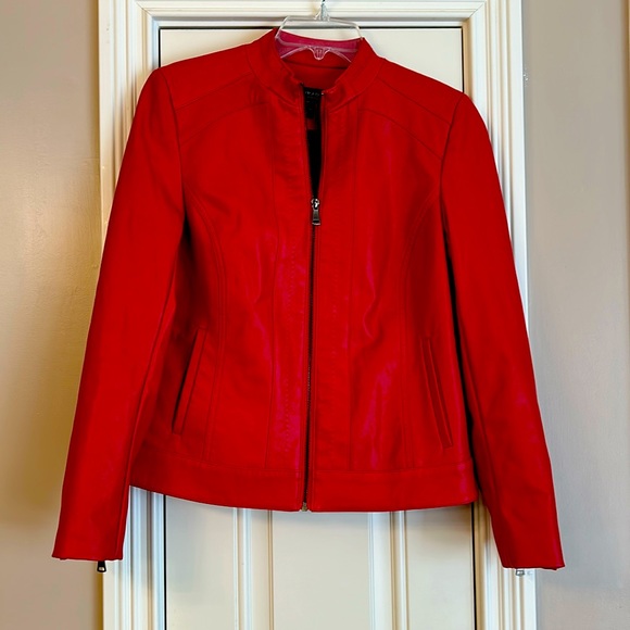 Conrad C | Jackets & Coats | Conrad C Red Faux Leather Jacket Euc Sz 6 ...